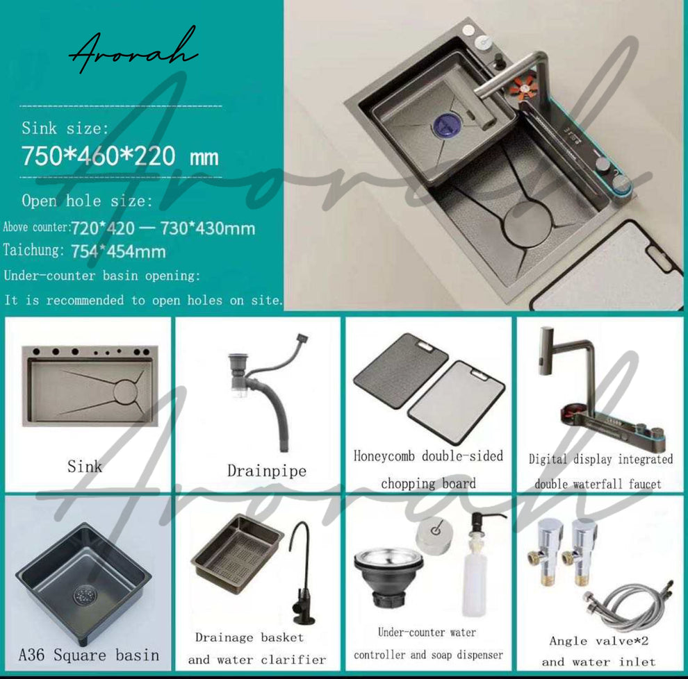 [ARORAH] 2024 Design Alien Faucet Waterfall Kitchen Sink Set – Arorah ...